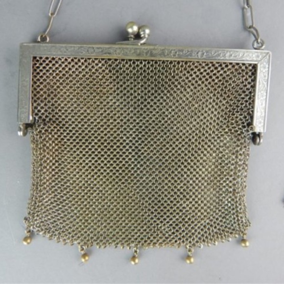 Bags | Vintage German Silver Mesh Purse With Chain Handle | Poshmark